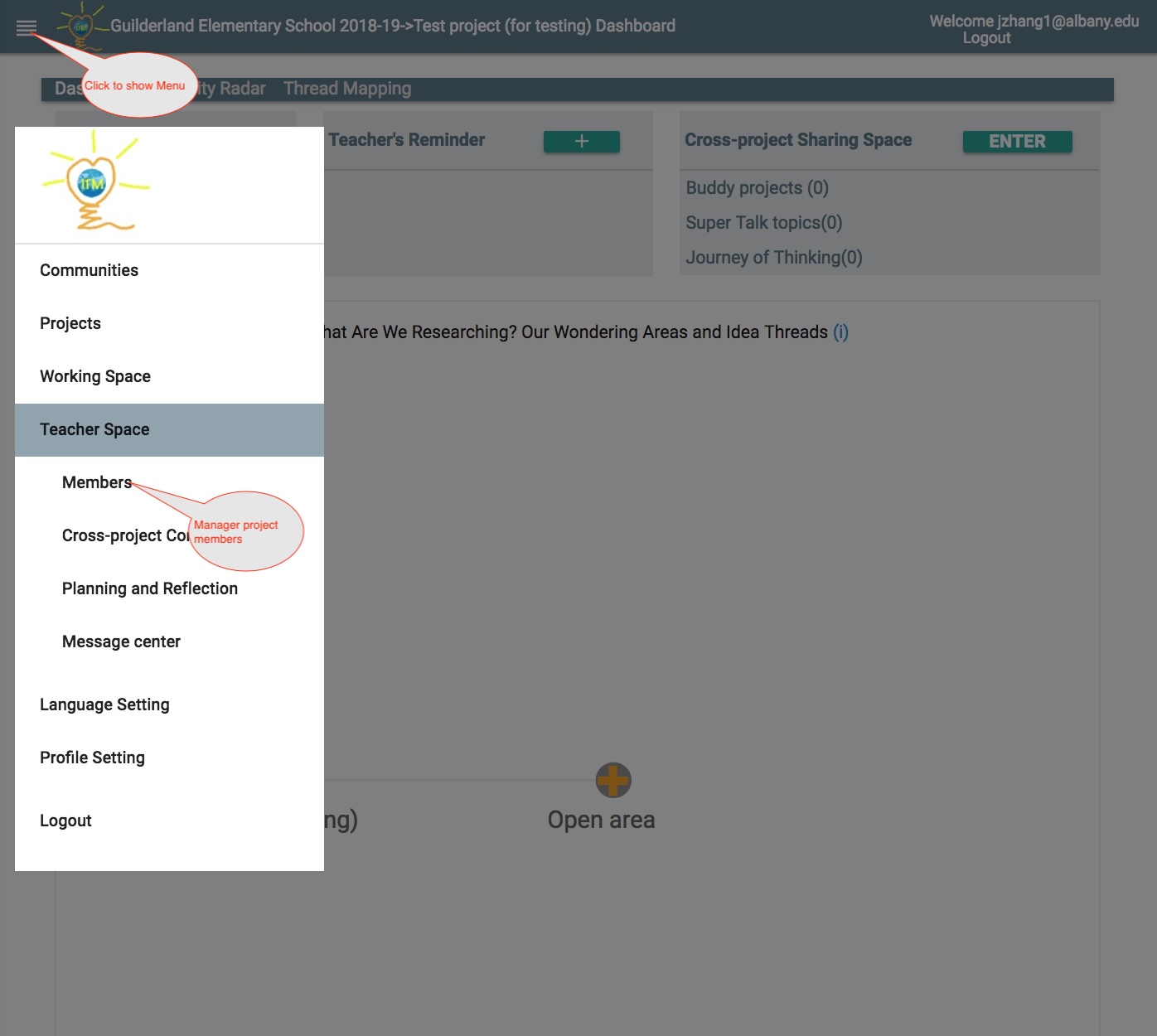 Add students as project members – Idea Thread Mapper